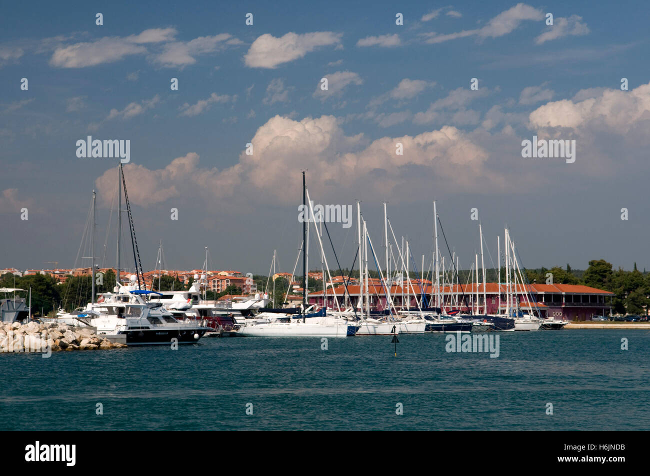 Sailboats in the harbor of Novigrad, Istria, Croatia, Europe Stock ...