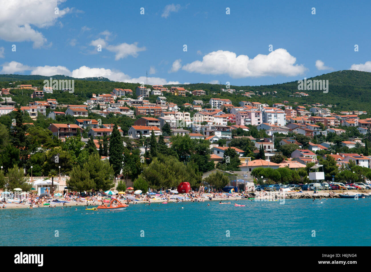 Townscape with beach, Crikvenica, Kvarner Gulf, Croatia, Europe Stock ...