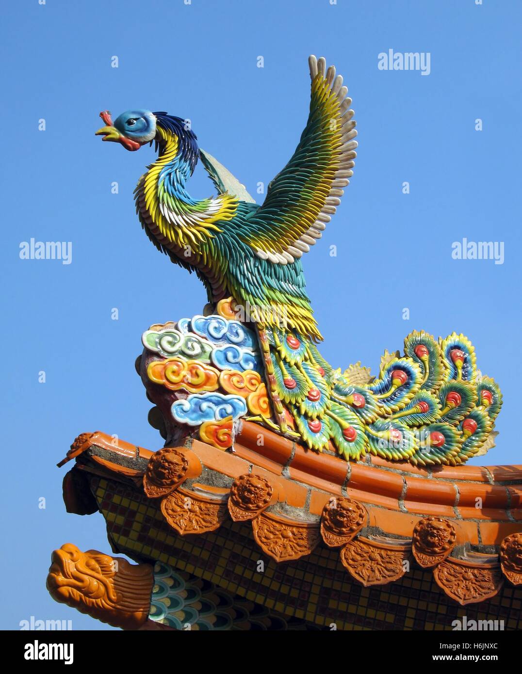 -- Chinese temple detail with a mythological beast Stock Photo - Alamy