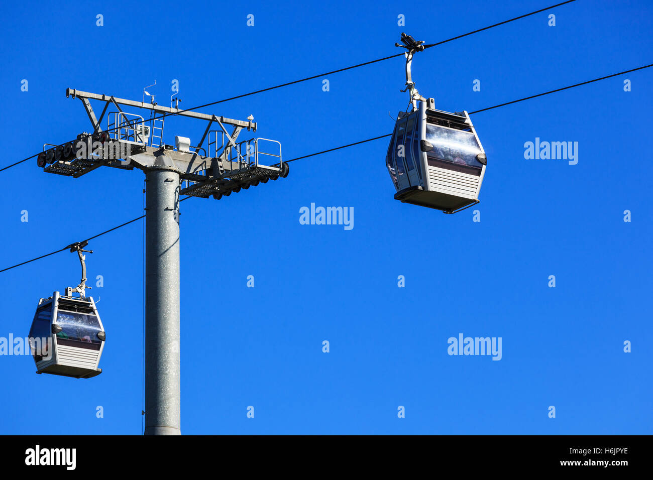 cable railway on a background of blue sky Stock Photo - Alamy