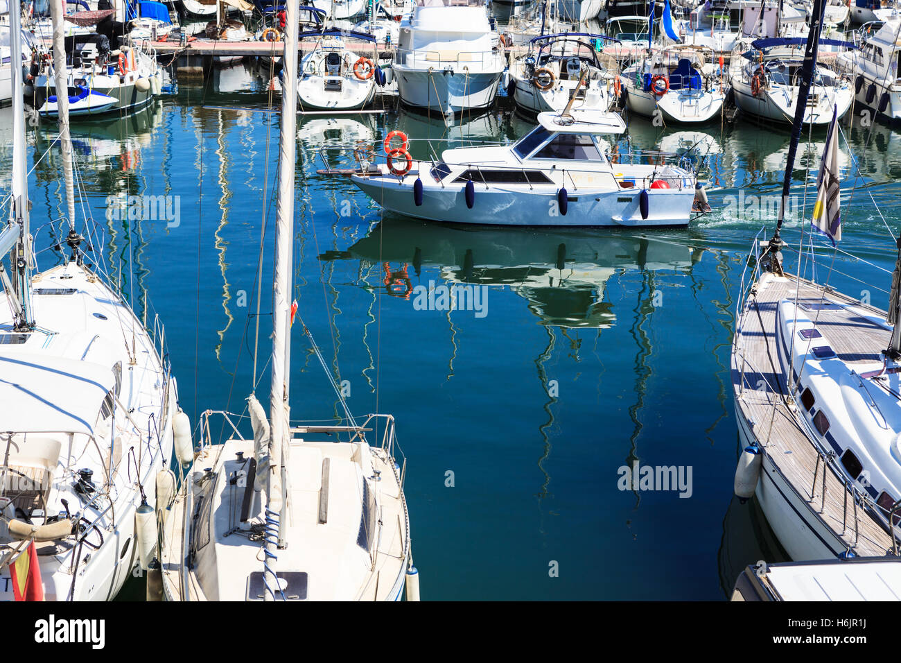 modern yachts docked in the port Stock Photo - Alamy