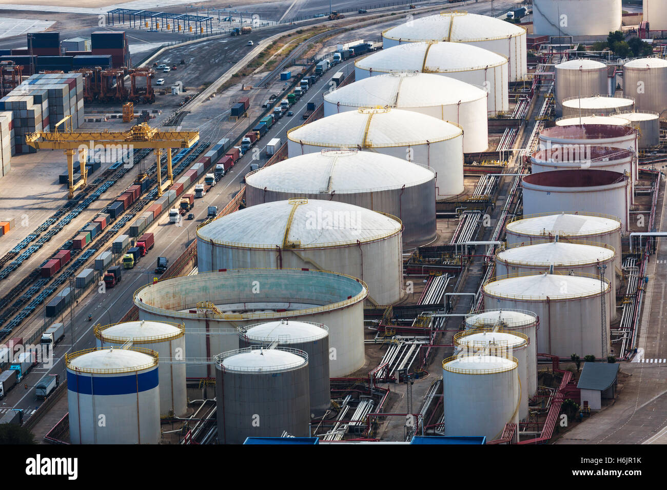 oil storage in the modern port Stock Photo - Alamy