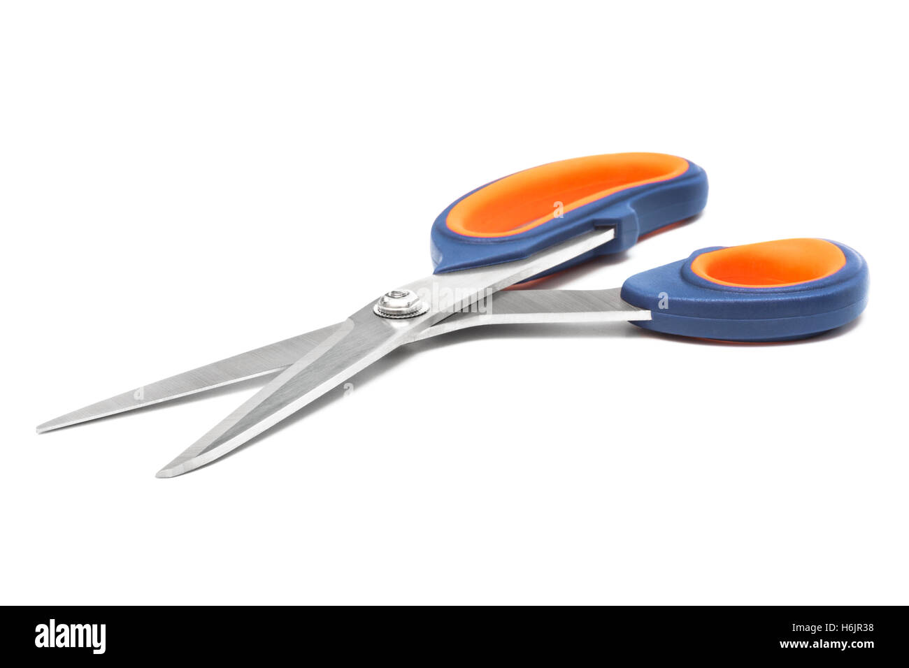 Modern steel scissors on a white background Stock Photo - Alamy