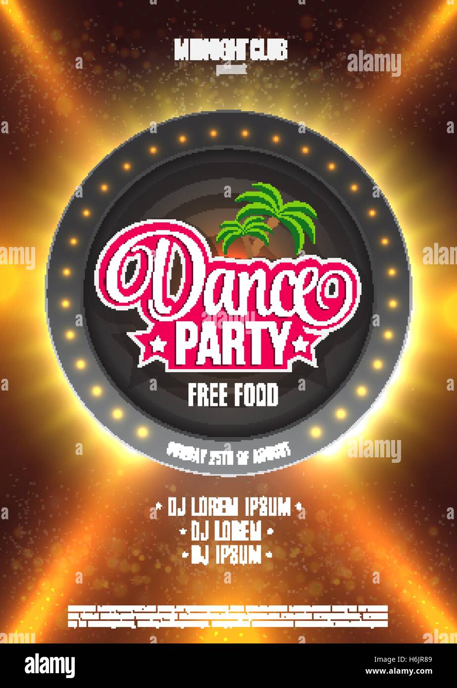 Dance Party Night Poster Background Template - Vector Illustration ...