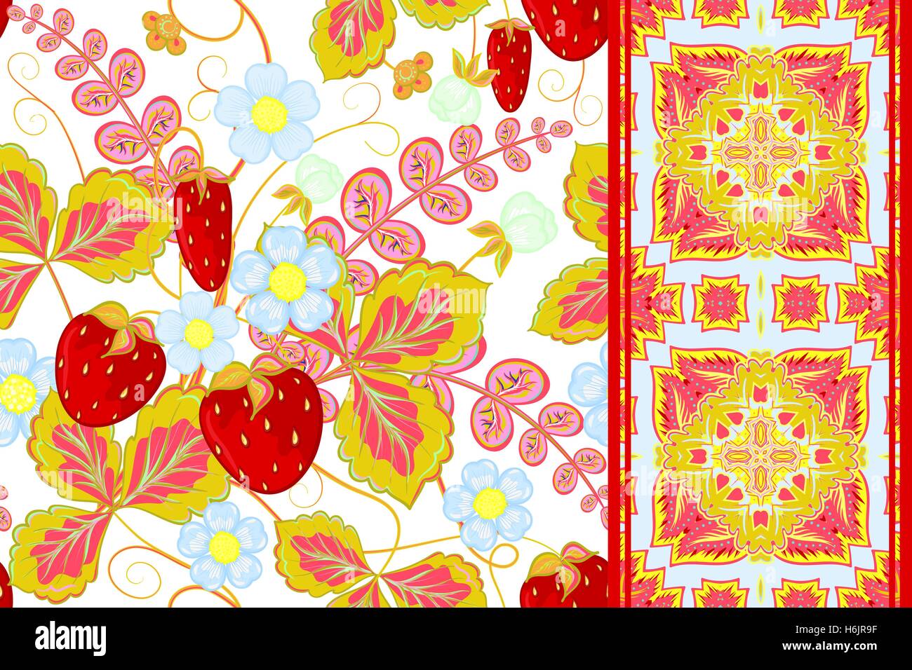 Set of strawberries seamless hand drawn vector pattern and seamless ...