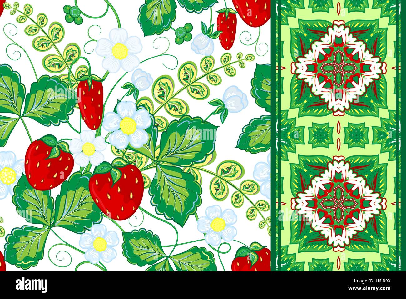 Set of strawberries seamless hand drawn vector pattern and seamless ...