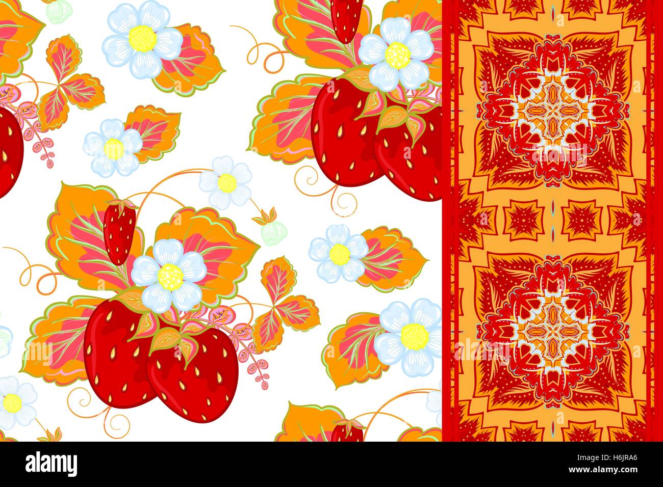 Set of strawberries seamless hand drawn vector pattern and seamless ...
