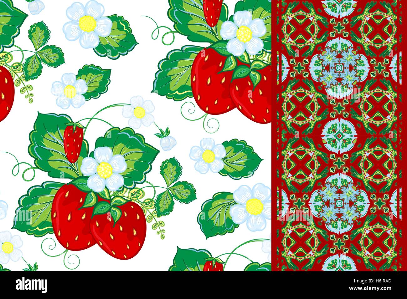 Set of strawberries seamless hand drawn vector pattern and seamless ...