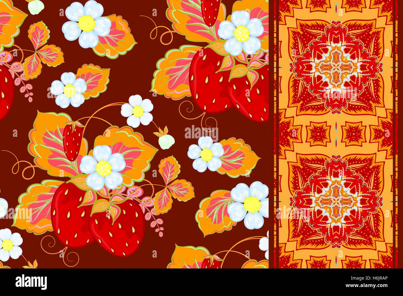 Set of strawberries seamless hand drawn vector pattern and seamless ...