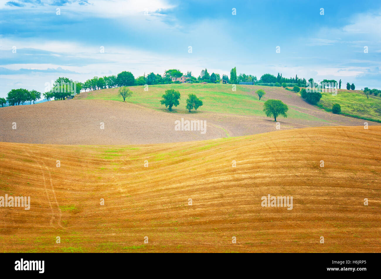 Rolling hills landscape in Tuscany, Italy Stock Photo - Alamy