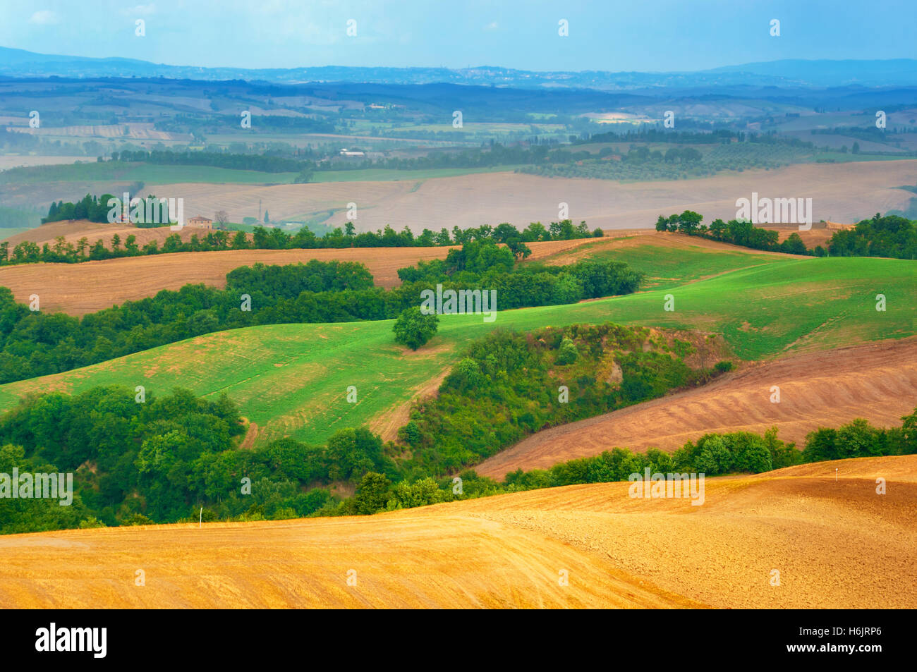 Rolling hills landscape in Tuscany, Italy Stock Photo - Alamy