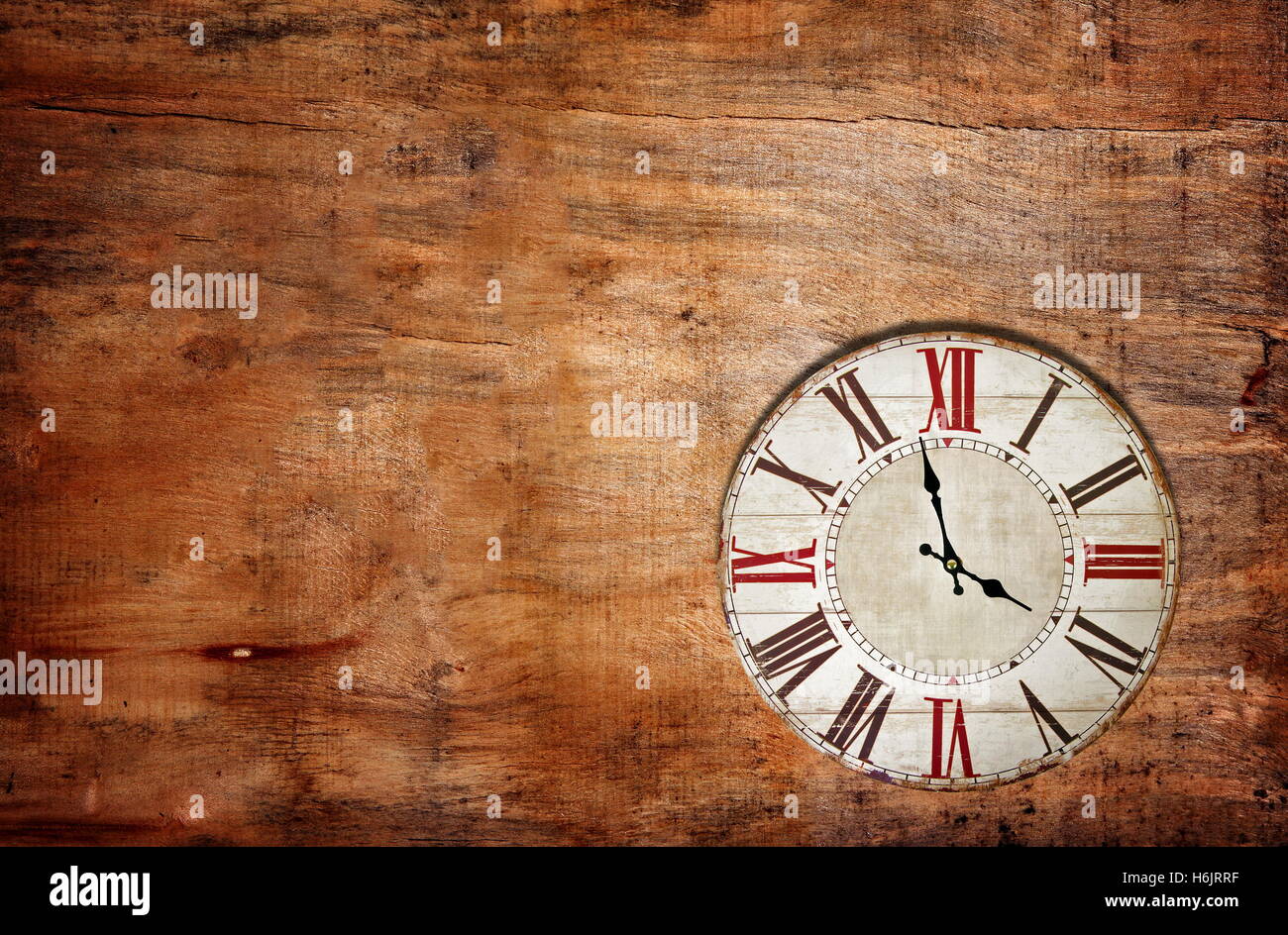vintage clock on table,top view Stock Photo - Alamy