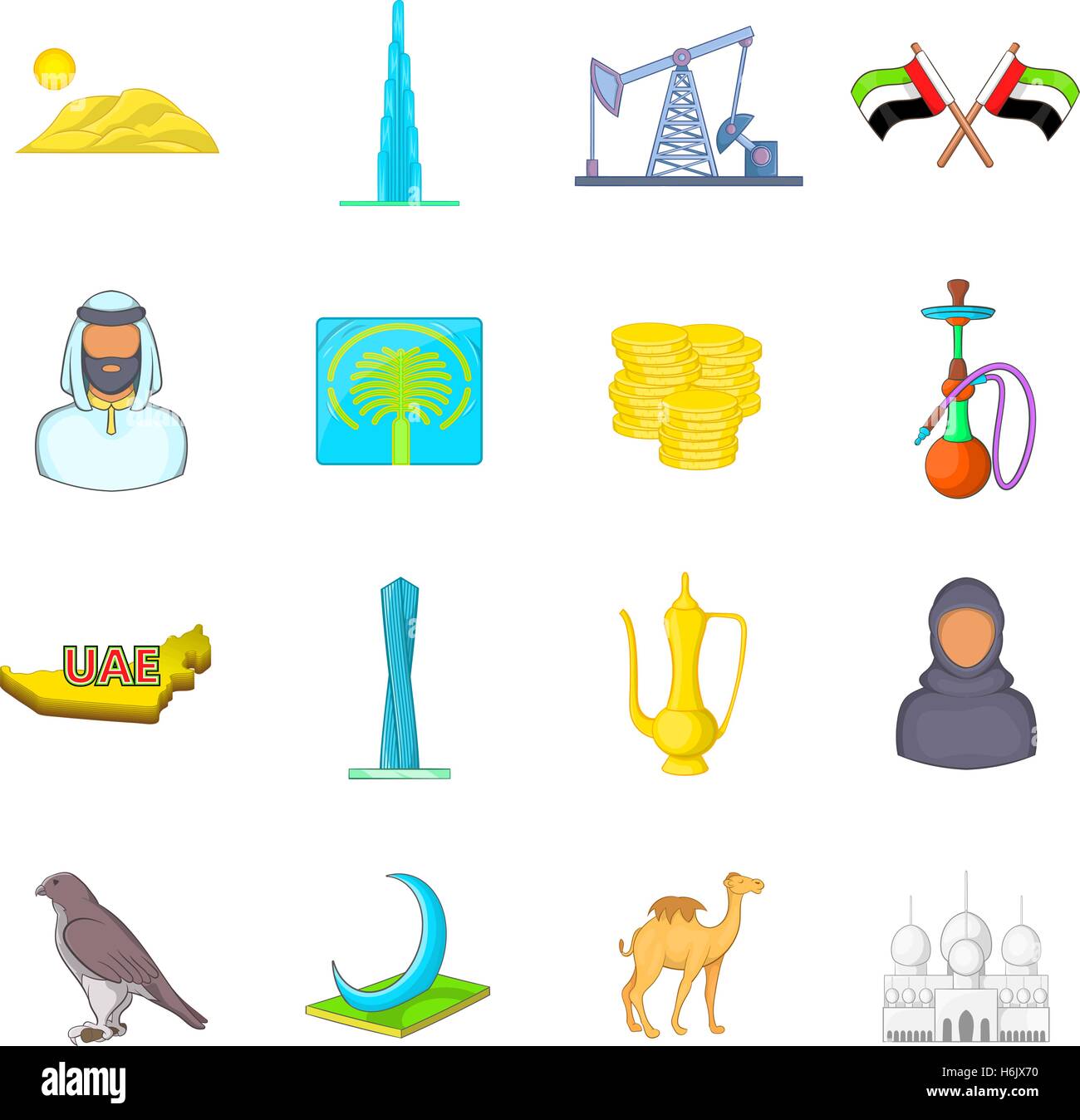UAE icons set, cartoon style Stock Vector Image & Art - Alamy