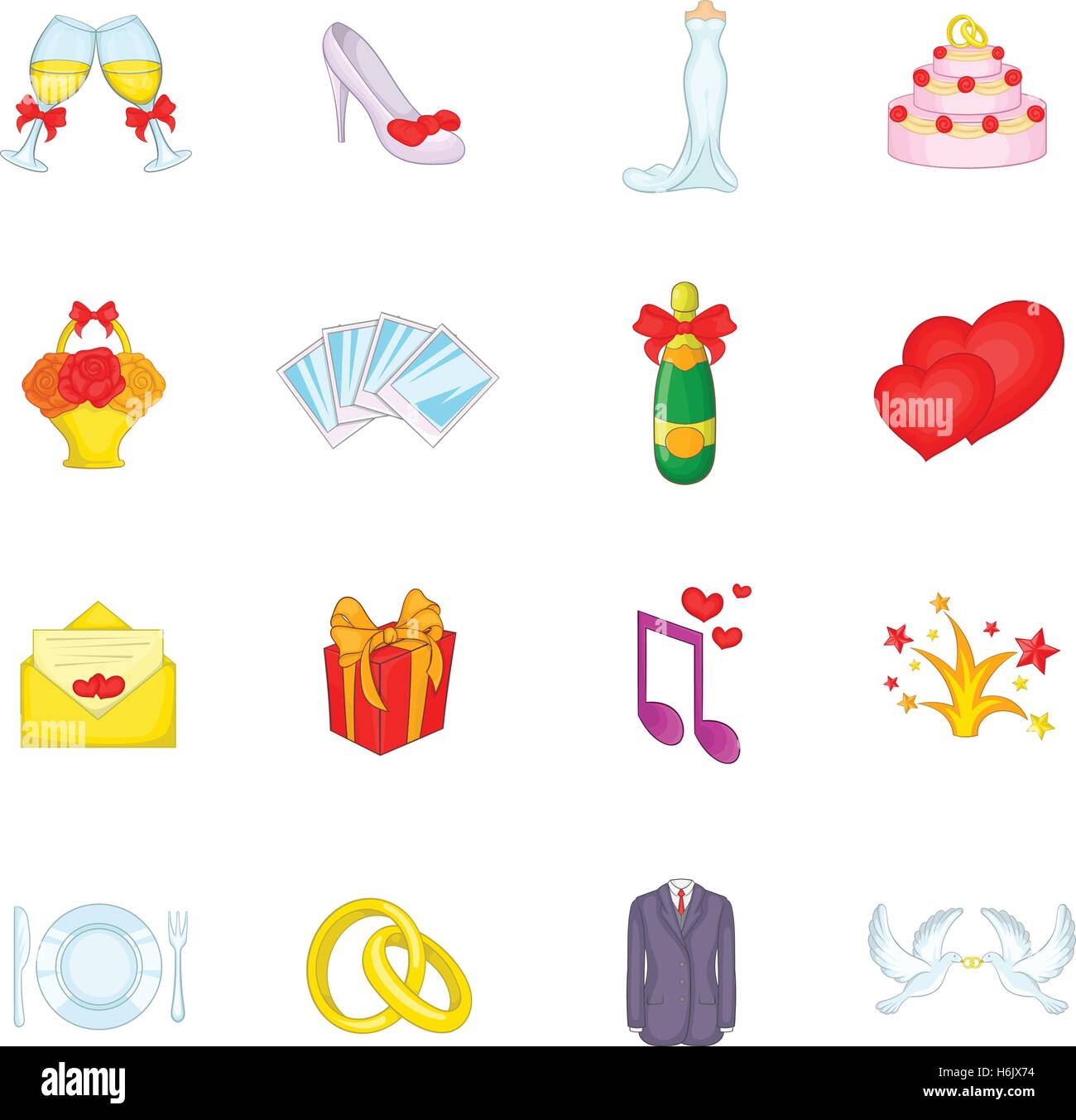 Wedding icons set, cartoon style Stock Vector Image & Art - Alamy