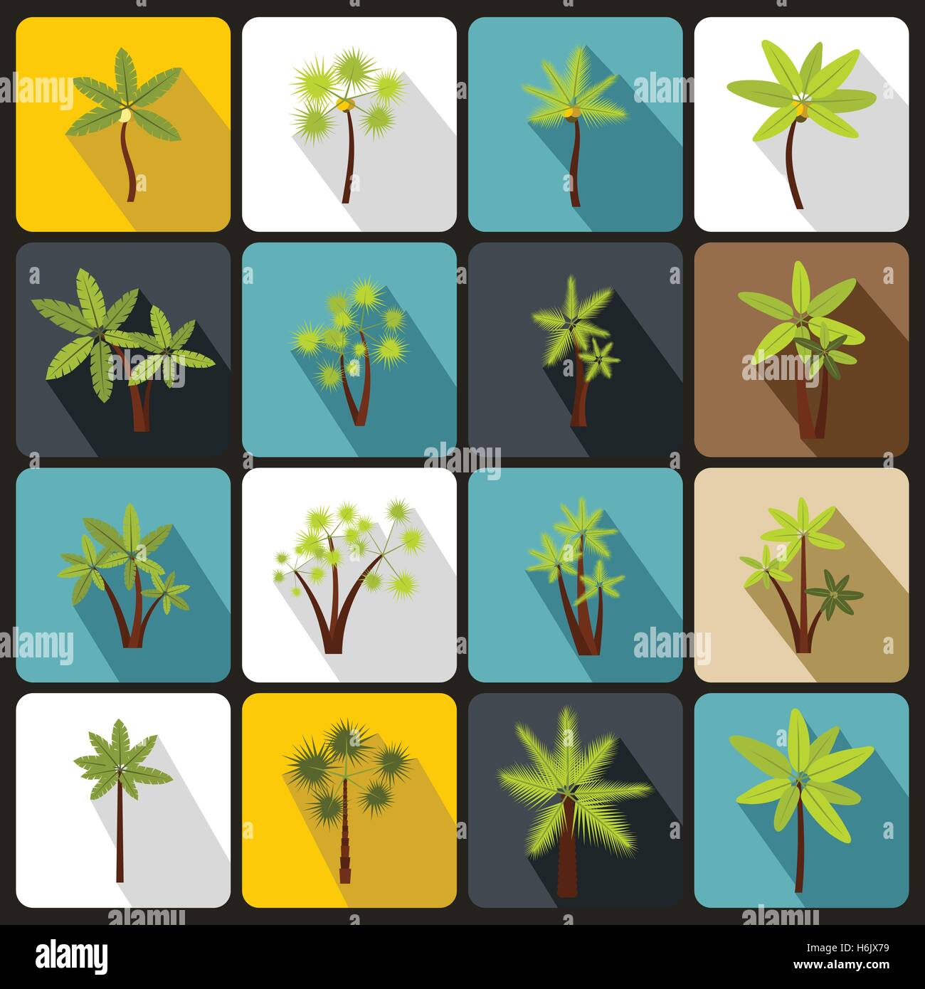 Palm tree icons set, flat style Stock Vector Image & Art - Alamy