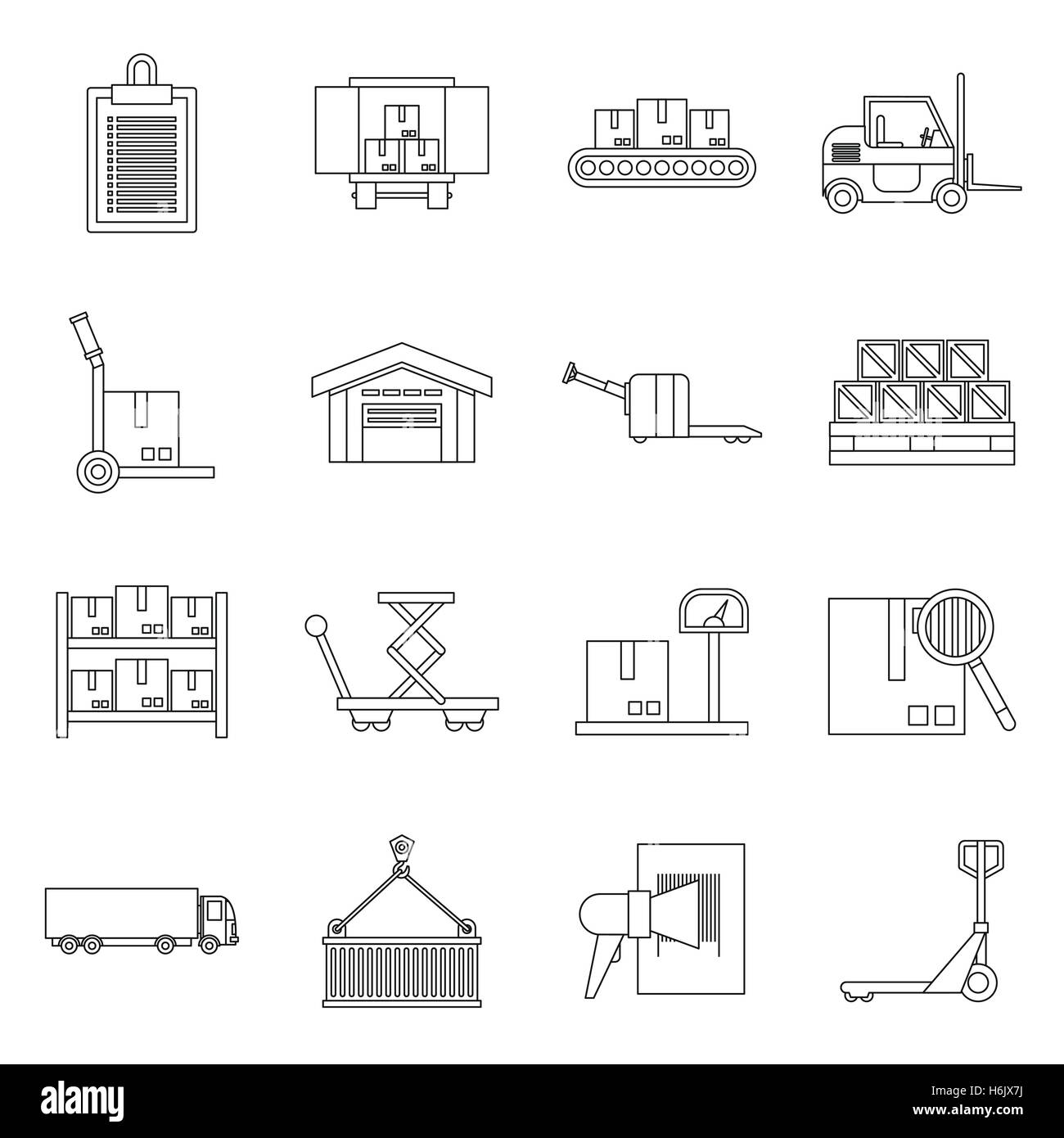 Logistic icons set, outline style Stock Vector Image & Art - Alamy