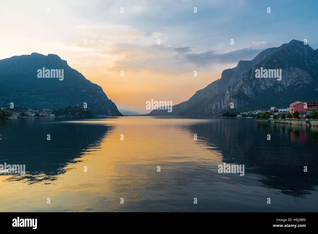 Lecco and lake Como (Lario) at sunset, Italy Stock Photo - Alamy
