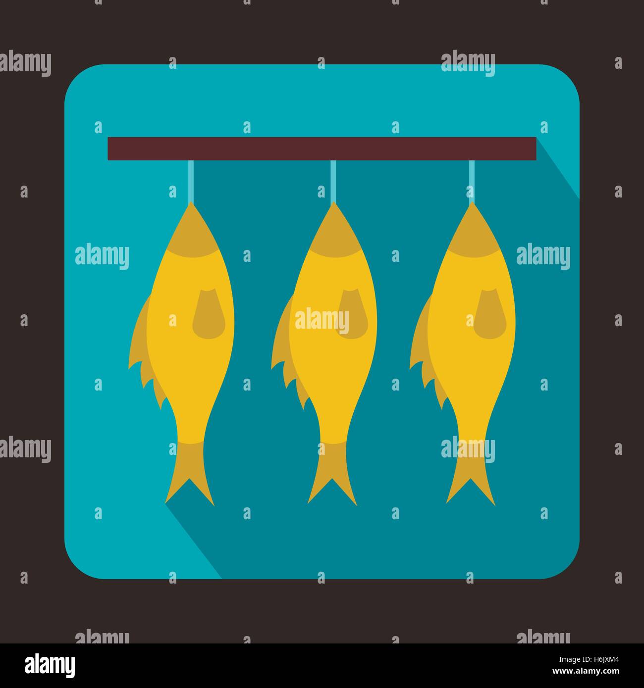 Three dried fish hanging on a rope icon Stock Vector Image & Art - Alamy