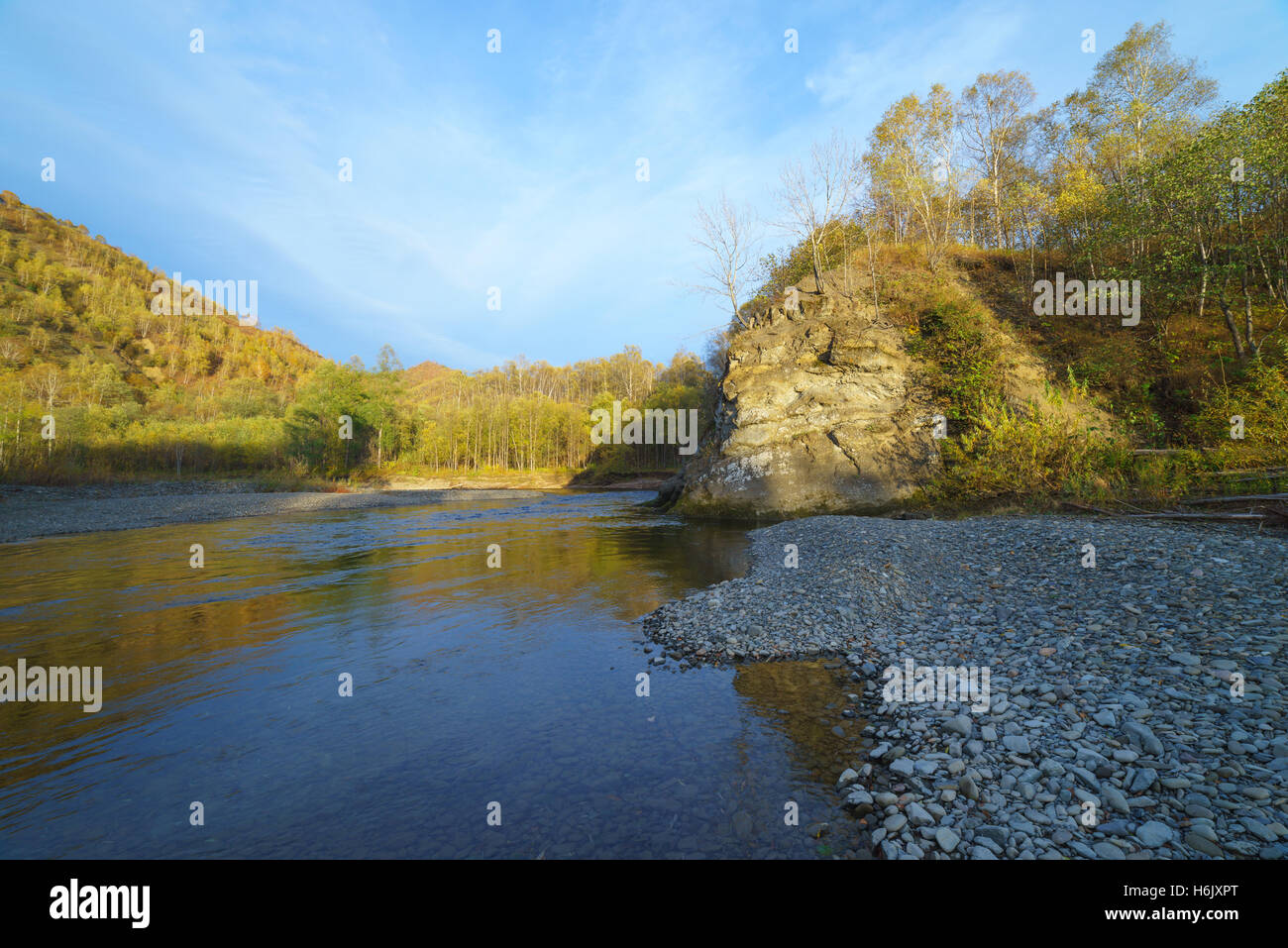 River in the rays of the autumn sun, Sakhalin Island Stock Photo - Alamy