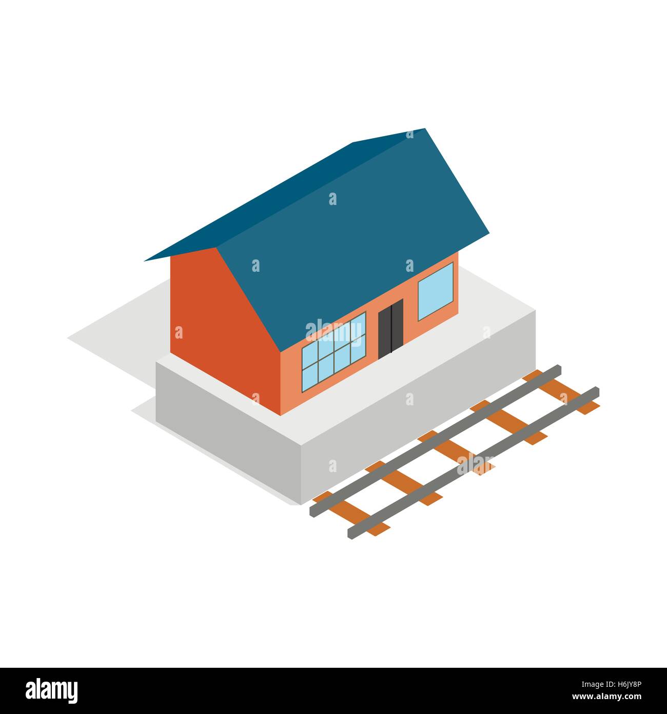 Train station building icon, isometric 3d style Stock Vector Image ...