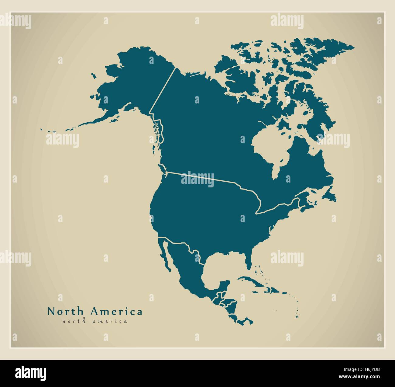 Modern Map - North America Map with countries complete Stock Vector ...