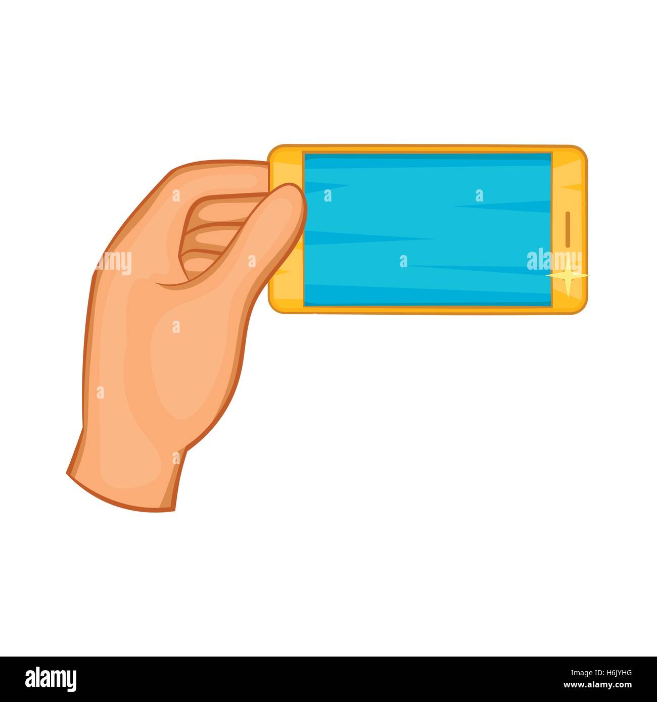 Hand holding smartphone icon, cartoon style Stock Vector Image & Art ...