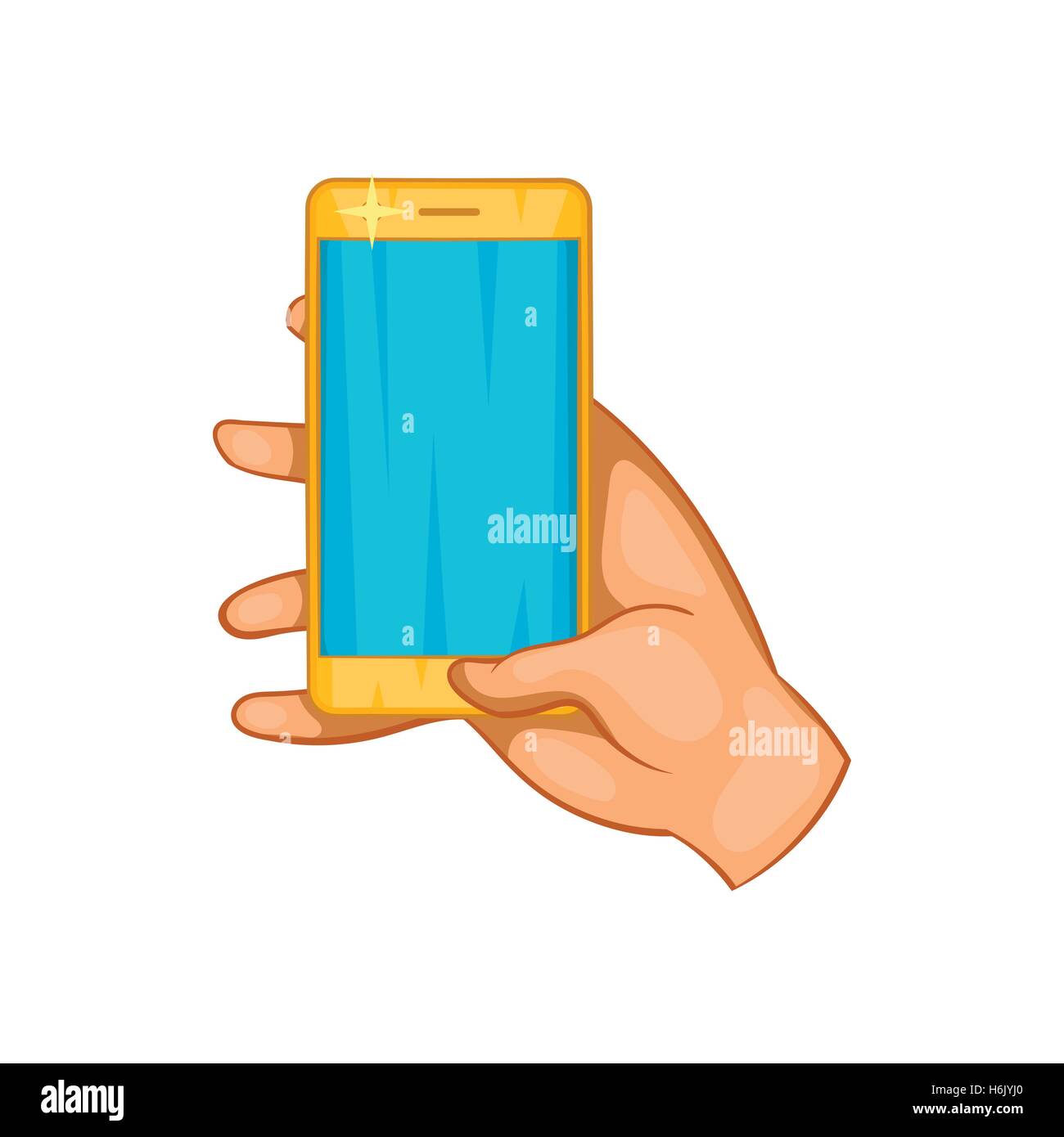 Hand works on a mobile phone icon, cartoon style Stock Vector Image ...