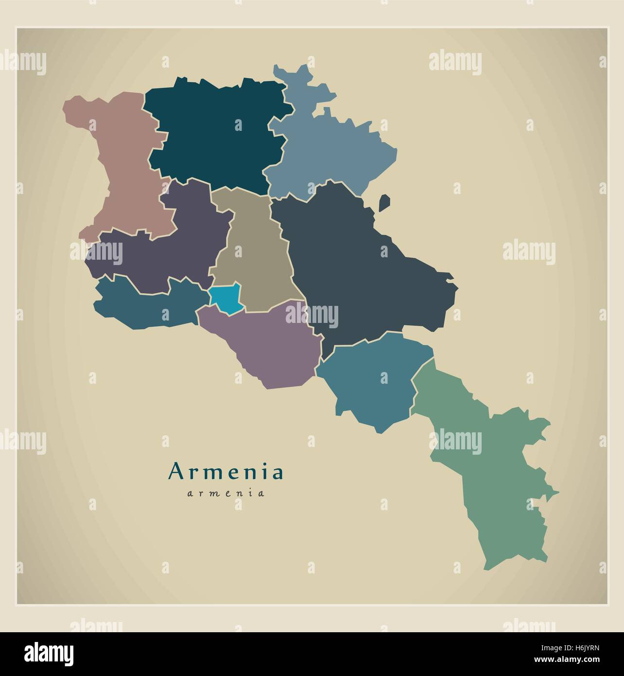 Modern Map - Armenia with regions colored political AM Stock Vector ...