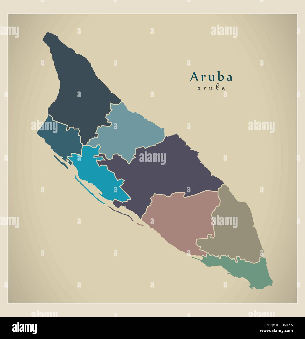 Modern Map - Aruba with regions colored AW Stock Vector Image & Art - Alamy