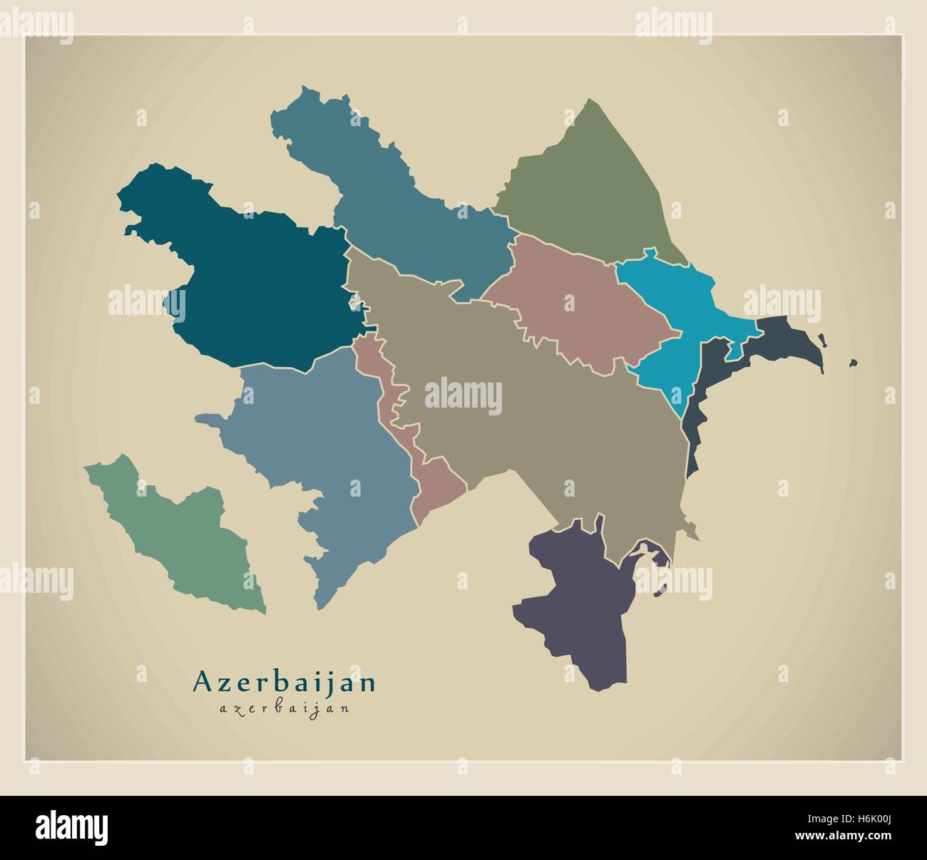 Modern Map - Azerbaijan with regions colored political AZ Stock Vector ...