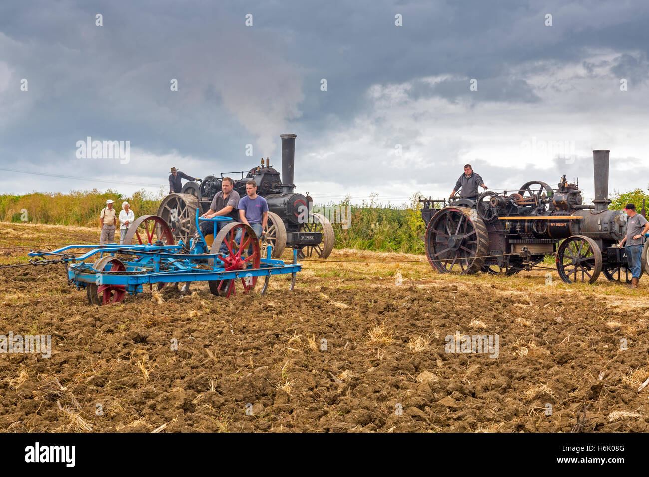 A demonstration of steam ploughing with two ploughing engines at the ...