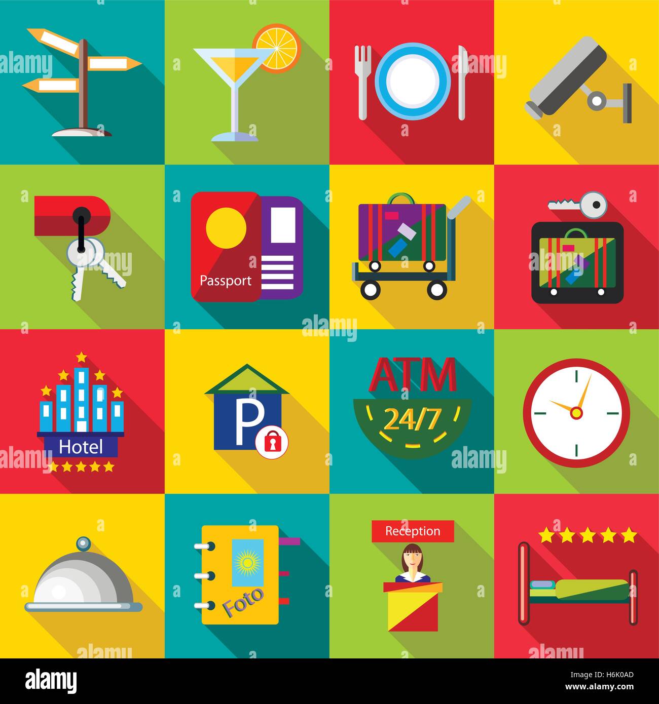 Hotel icons set in flat style Stock Vector Image & Art - Alamy