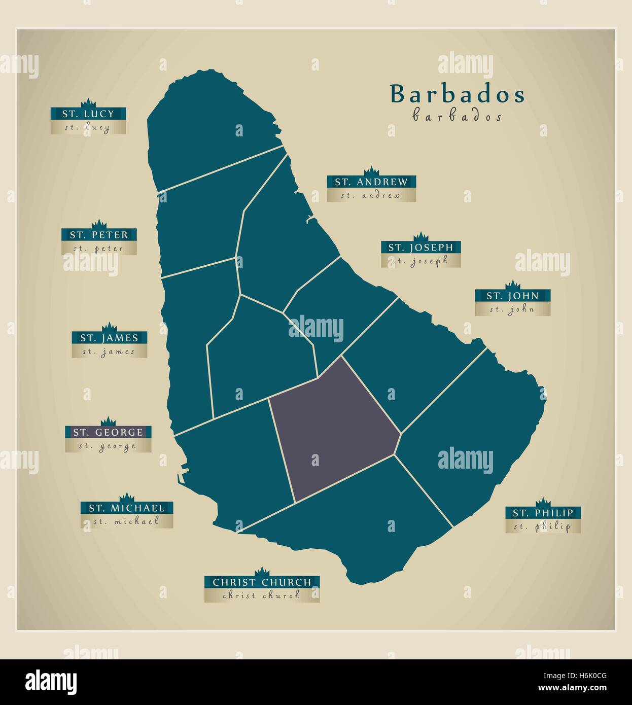 Barbados vector map hi-res stock photography and images - Alamy