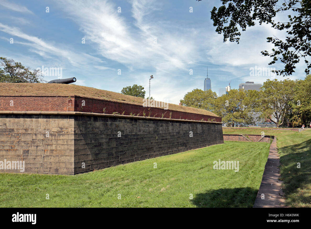 The moat and external fortifications on Fort Jay, Governors Island, New ...