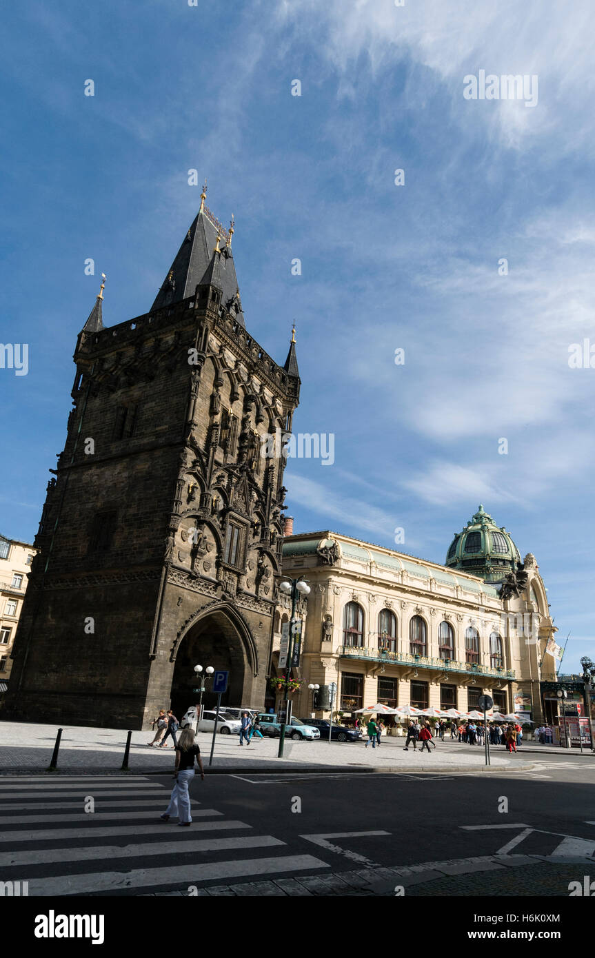 The 14th century Powder Tower or Powder Gate is a Gothic tower on Náměstí Republiky (Republic ...