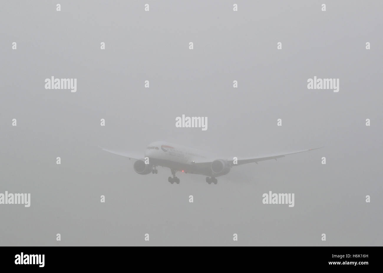 Planes in the fog at Heathrow Airport, London Stock Photo - Alamy