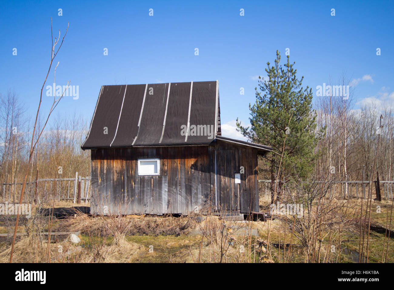 the small rural house with a site Stock Photo - Alamy