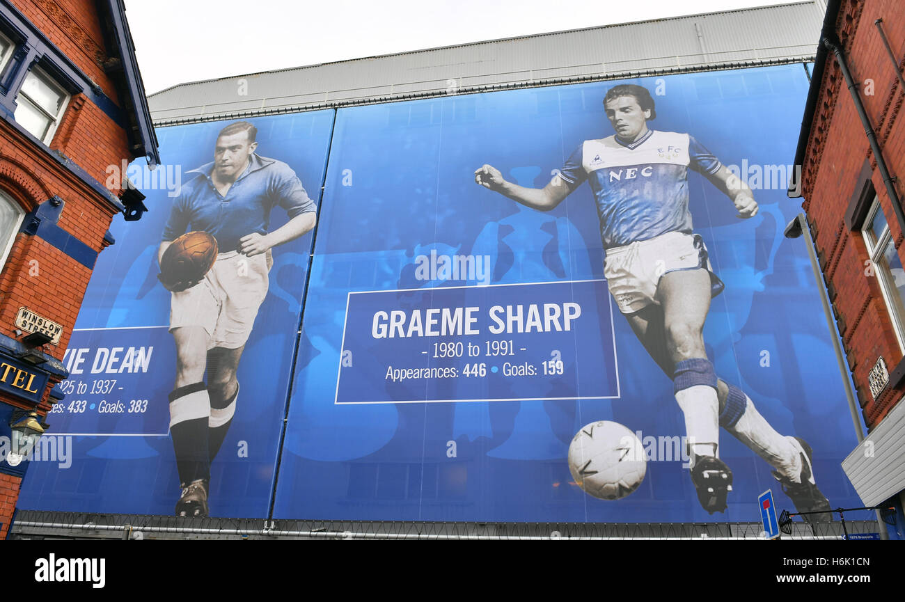 General view of Graeme Sharp print at Goodison Park before the Premier ...