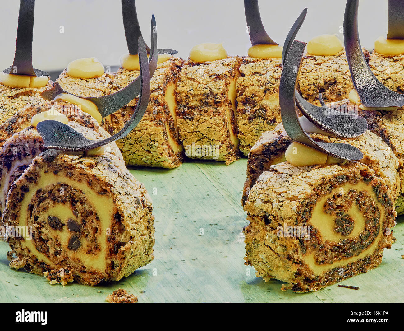 Sweet cake on a platter (buffet Stock Photo - Alamy