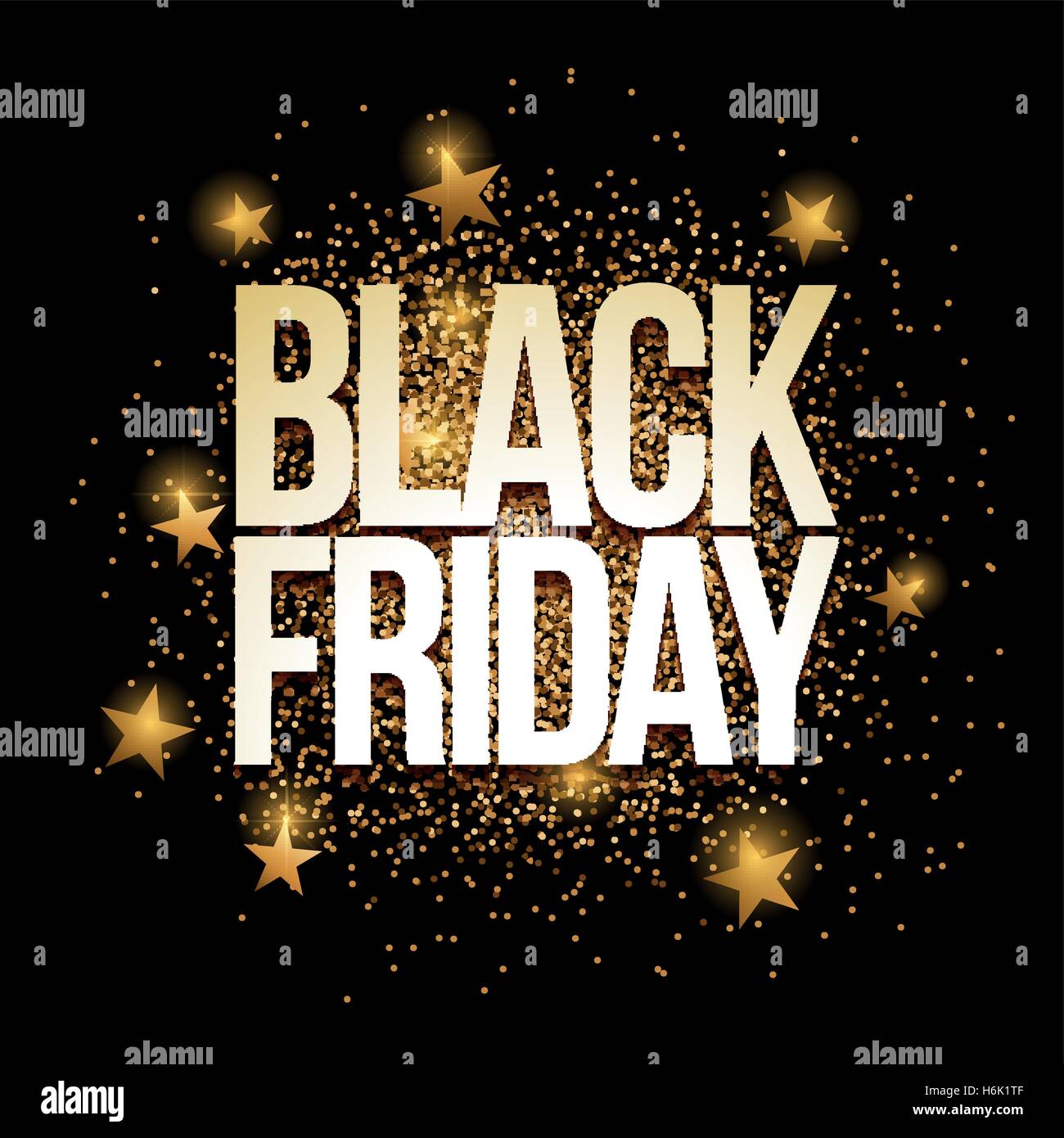 Black Friday banner with gold glitter. Vector illustration. Elements ...