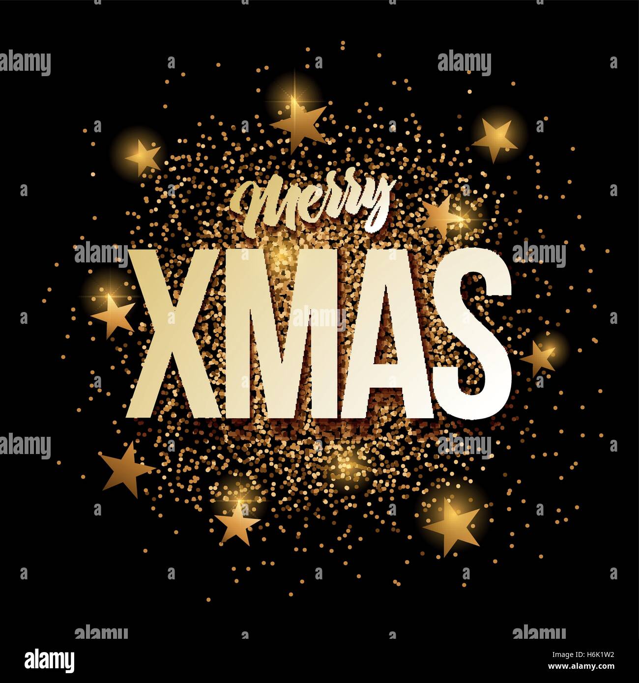 Merry Xmas banner with gold glitter. Christmas typographic vector ...