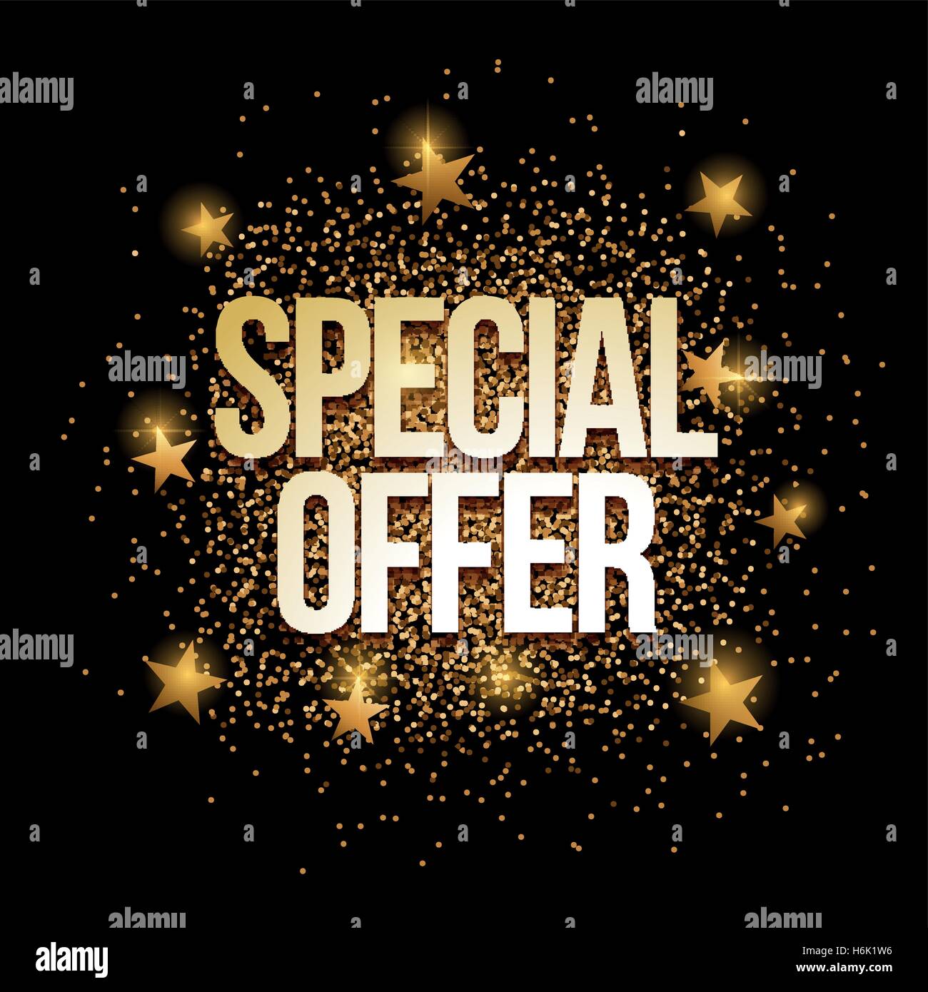 Special Offer banner with gold glitter. Vector illustration. Elements ...