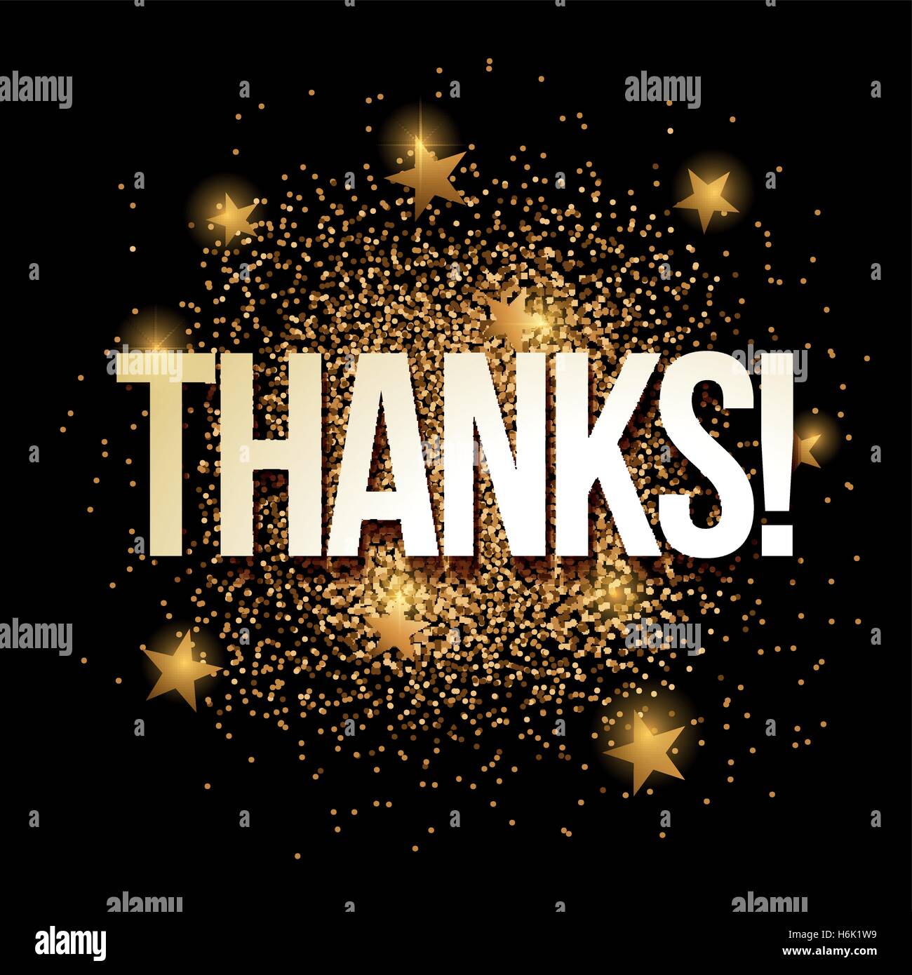 Thanks banner with gold glitter. Vector illustration. Elements are ...