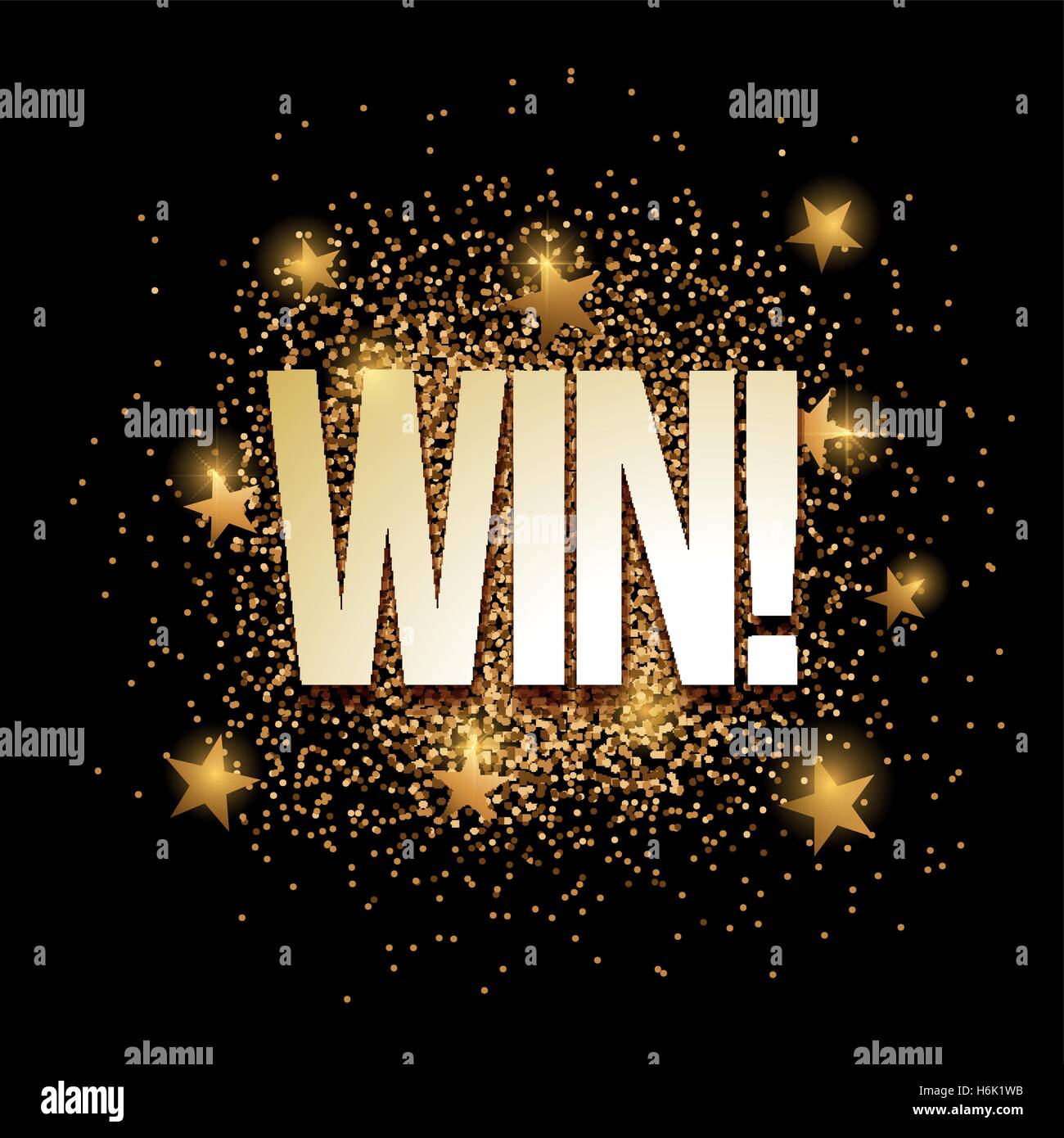 Win banner with gold glitter. Vector illustration. Elements are layered ...
