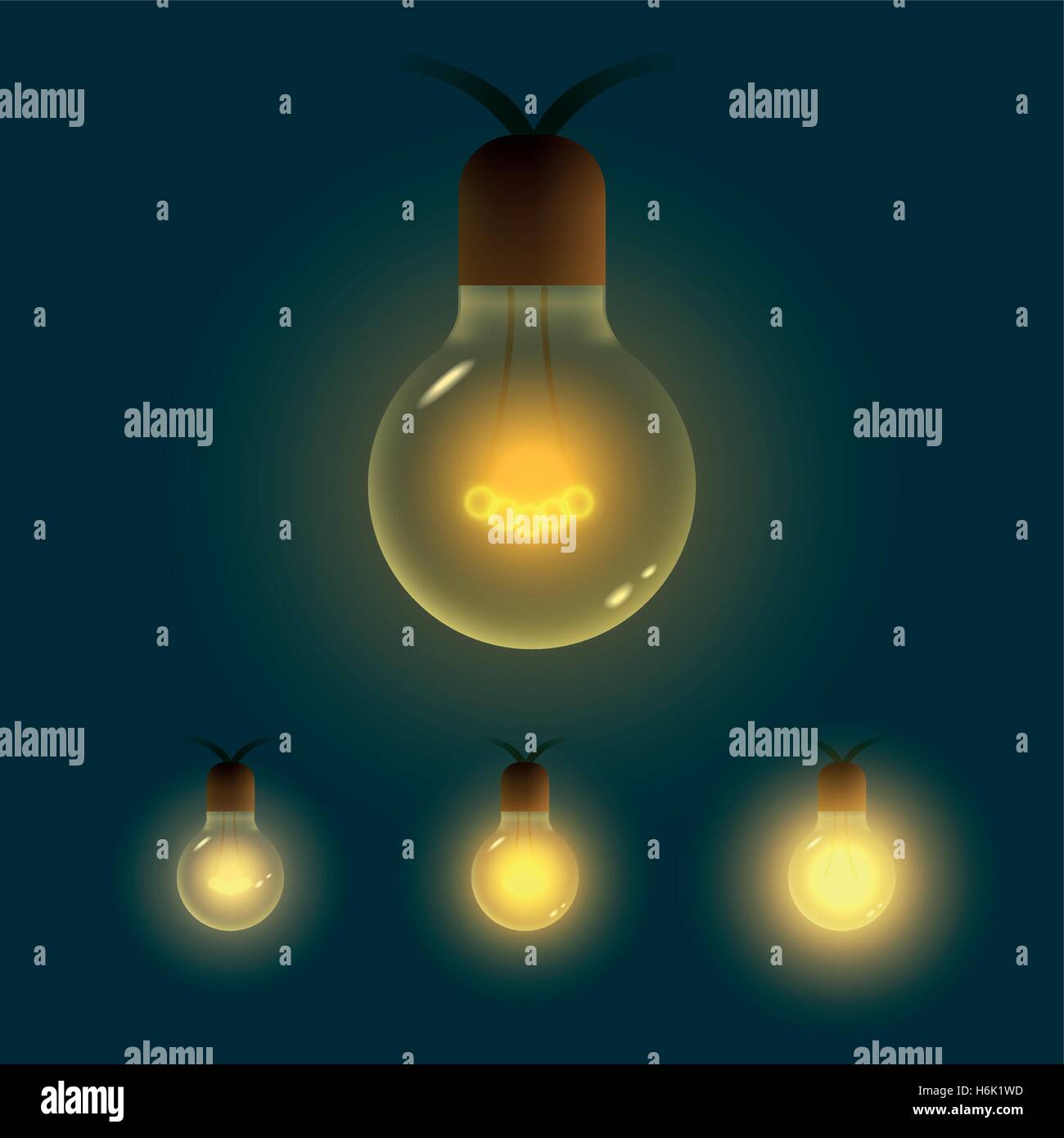 Vector illustration of old light bulb collection. Different ...