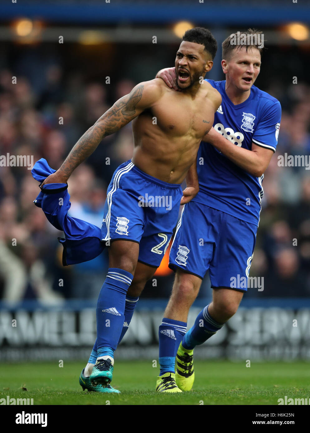 Birmingham City's David Davis (left) celebrates scoring his side's ...
