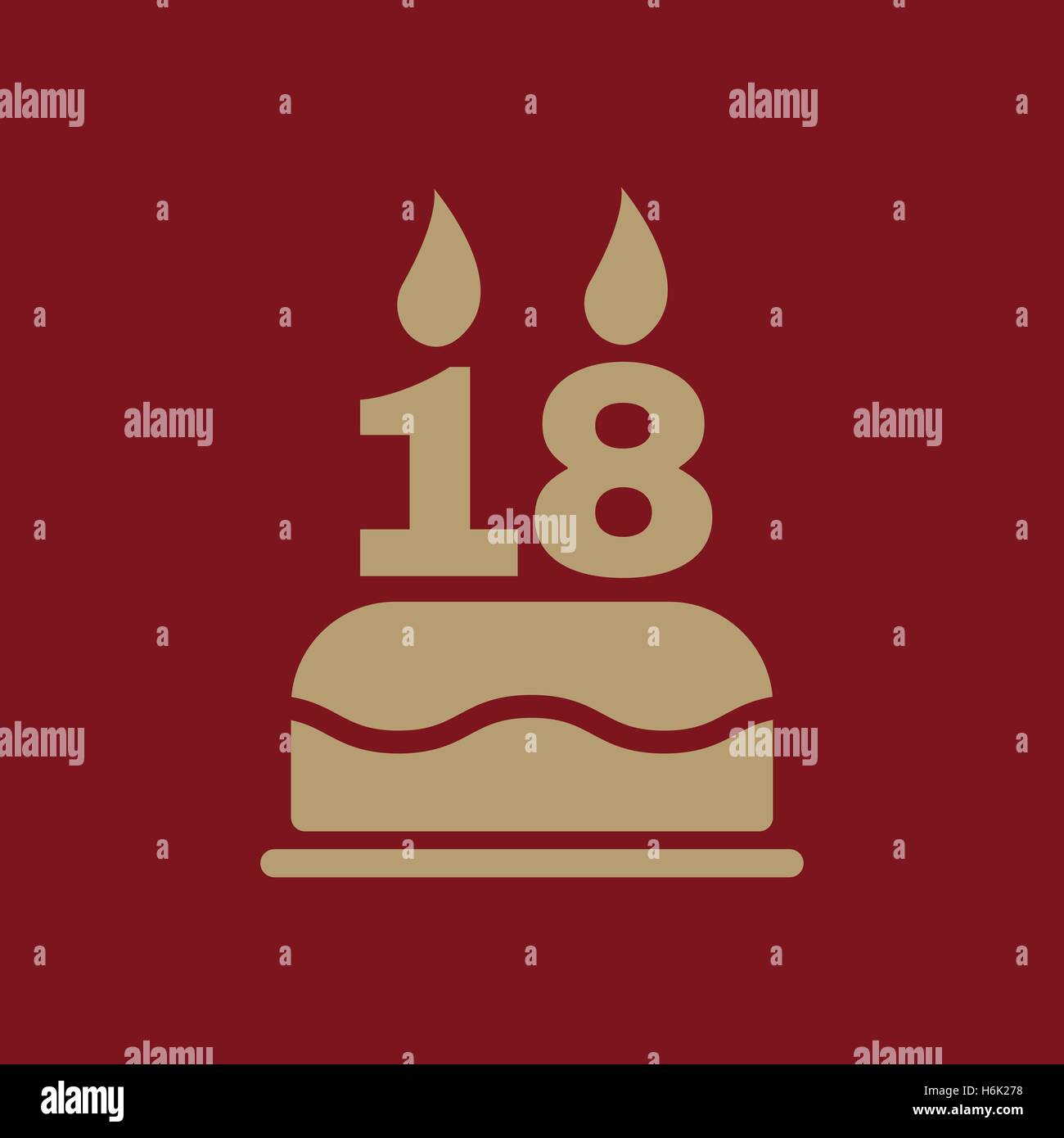 The birthday cake with candles in the form of number 18 icon. Birthday ...