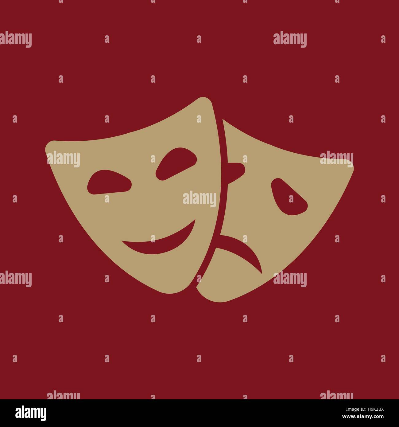The theater and mask icon. Drama, comedy, tragedy symbol. Flat Vector ...