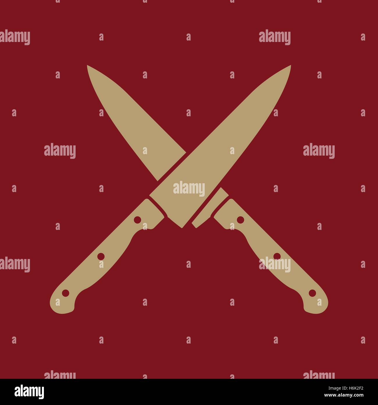 The crossed knives icon. Knife and chef, kitchen symbol. Flat Vector ...
