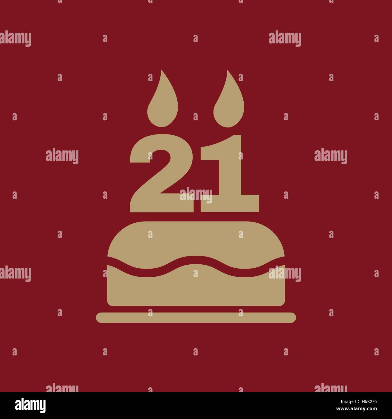 The birthday cake with candles in the form of number 21 icon. Birthday ...